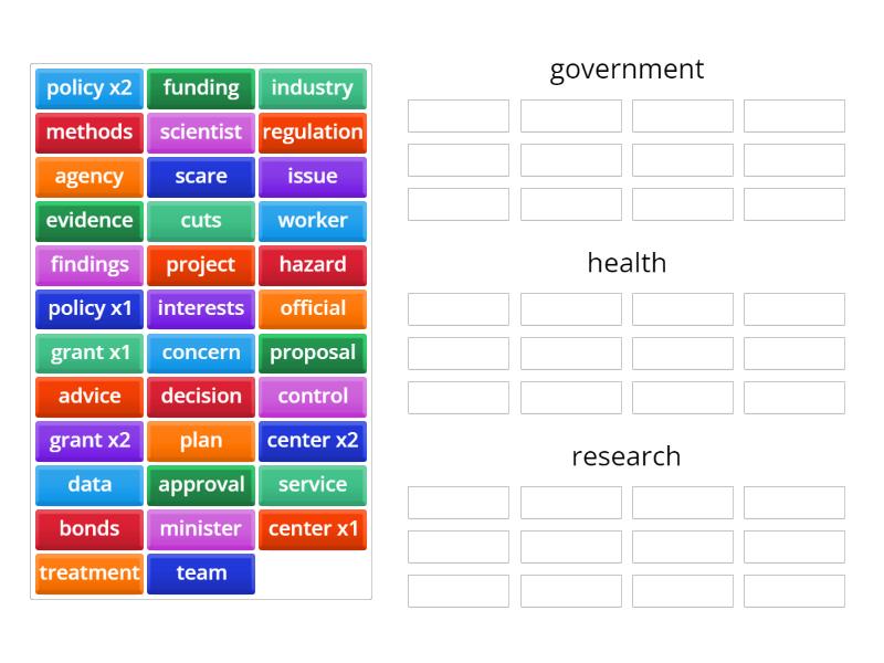 noun + noun collocations part 2 - Group sort