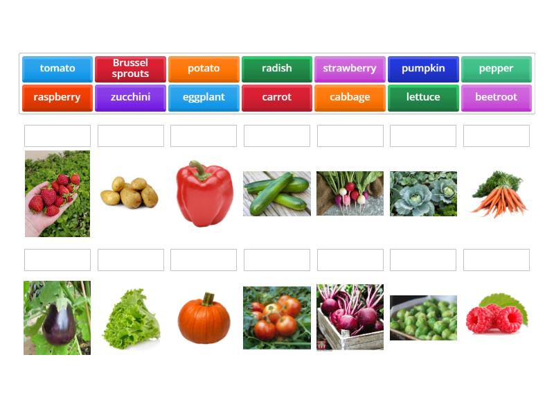 Peter Rabbit. Lesson 5. vegetables and berries warm up - Match up