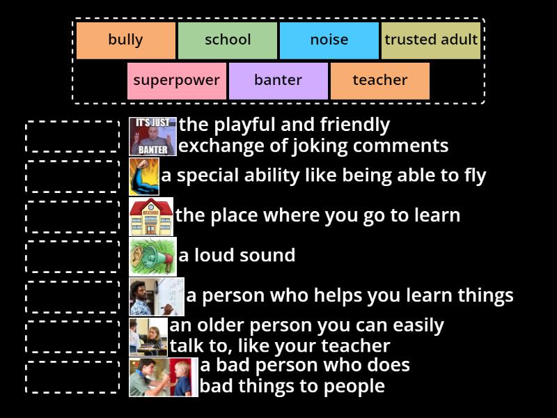 Anti bullying vocabulary - Match up