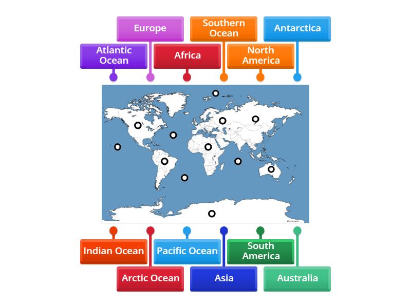 Continents and Oceans Review - Labelled diagram