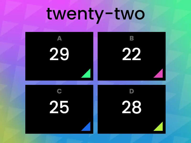 Numbers 20 to 30 - Match Up - Quiz