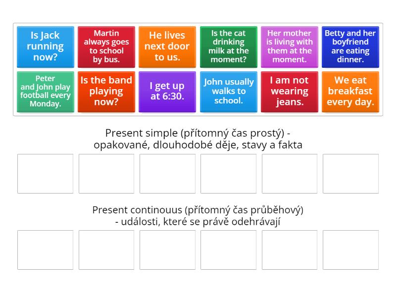 Present simple x present continuous - Group sort