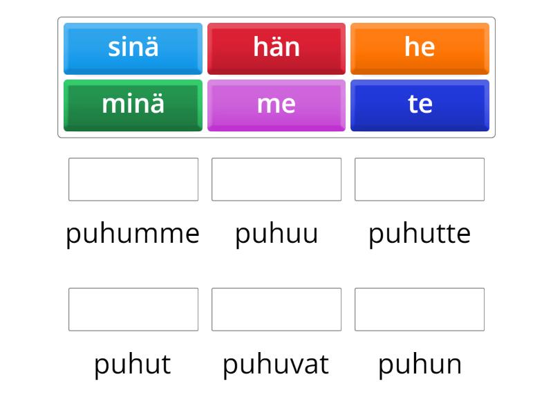 PUHUA-verbi - Yhdistä parit