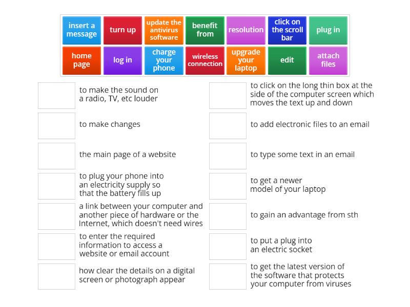 Vocabulary Unit 5 Match Up