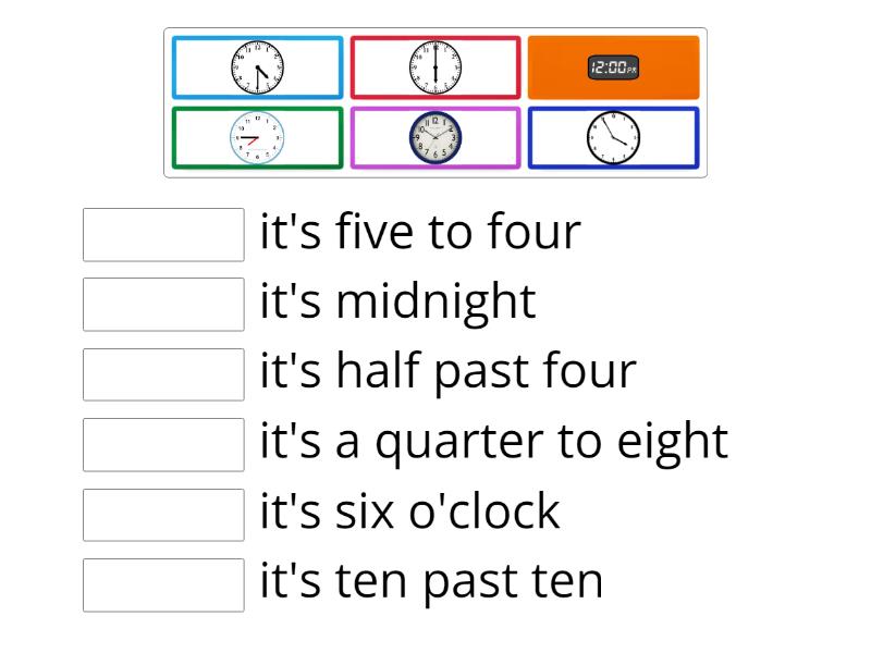 match the clocks with it's corresponding time - Match up