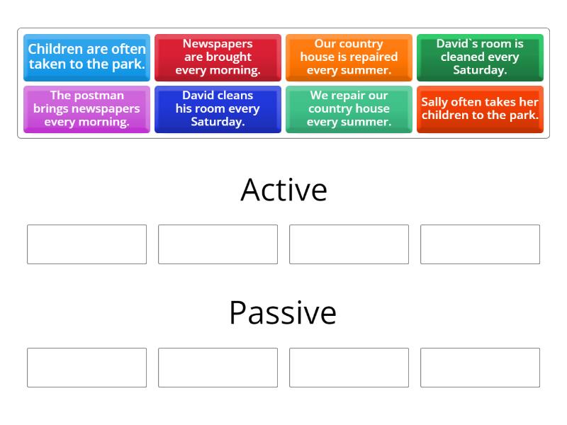 Present Simple Active and Passive - Group sort