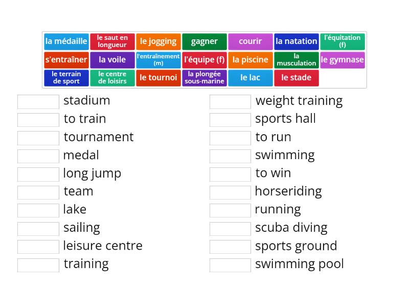 AQA GCSE French - 3.3G Tu fais du sport? - Match up
