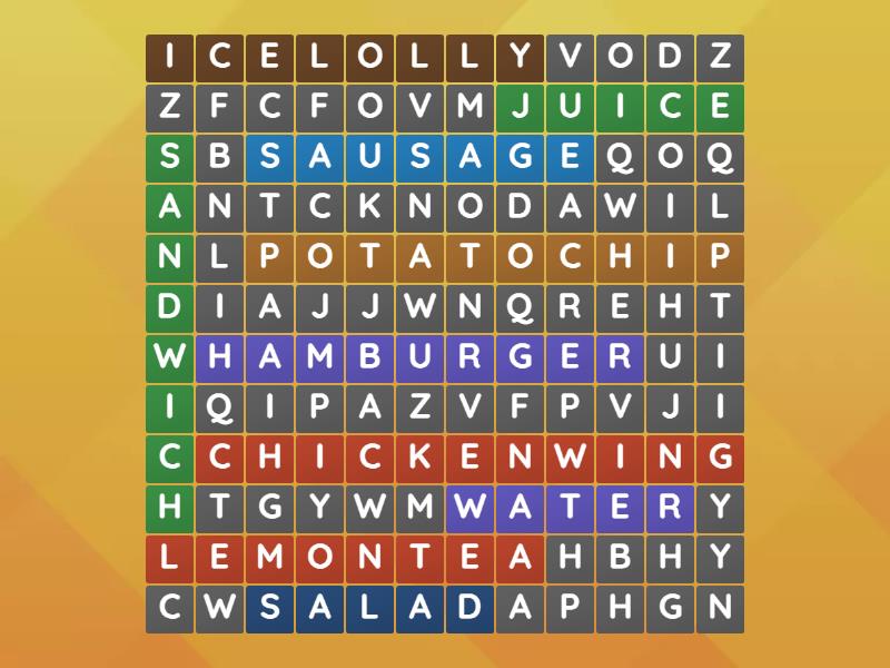 Food and Drinks - Wordsearch