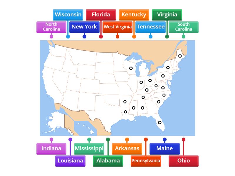Part 2 USA state label - Labelled diagram
