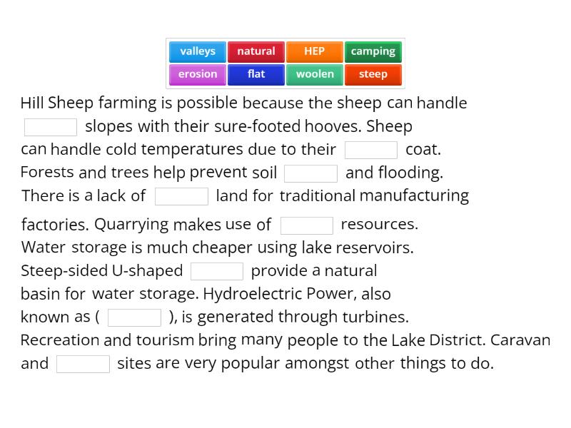 Land Uses in the Lake District - Complete the sentence