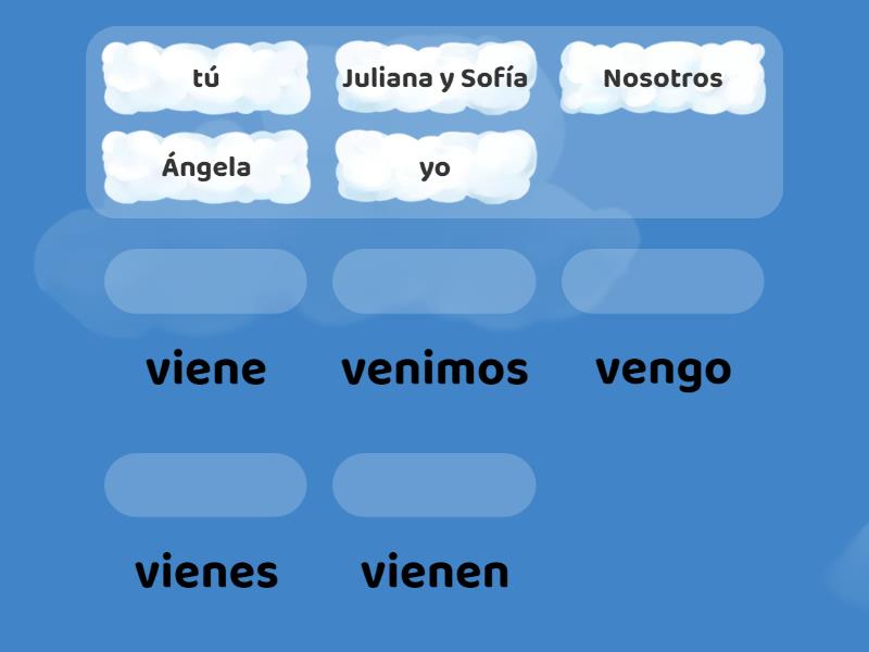 Conjugación verbo venir - Une las parejas