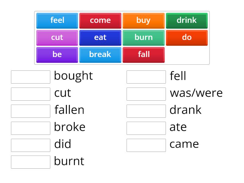 tabela I base form - past simple - Brainy 6 - Match up