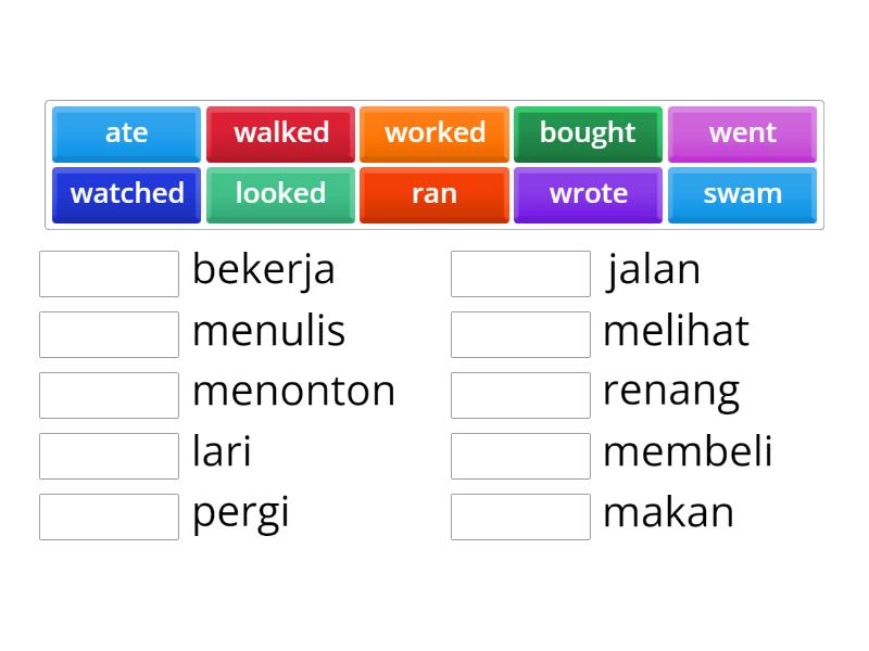 regular and irregular verb - Match up