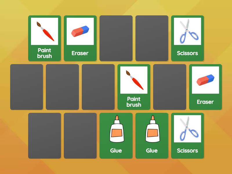 School Objets - Memory Game - Matching pairs