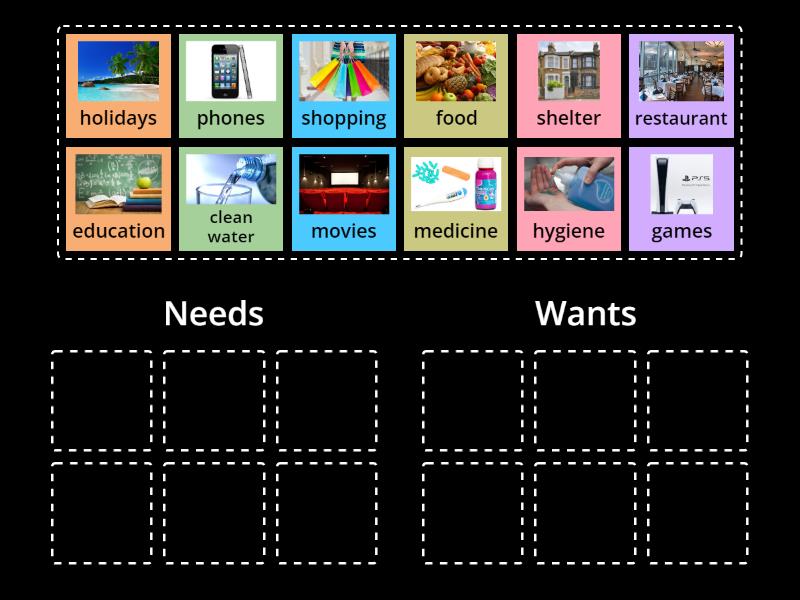 Needs and Wants Sorting - Group sort