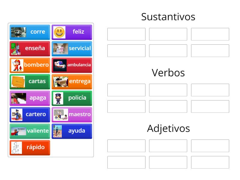 Sustantivos, verbos adjetivos - Ayudantes de la comunidad. - Групповая ...