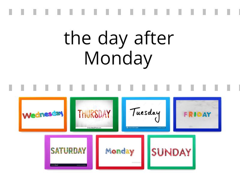 Days of the week (before, after) - Find the match