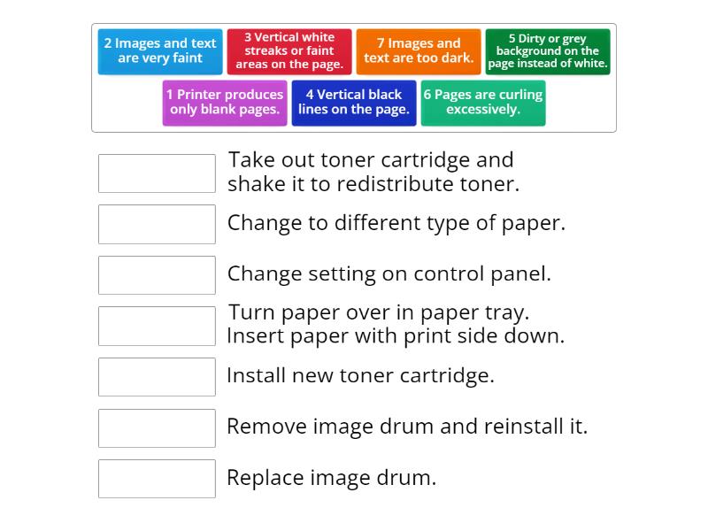 Solving printer problems (solutions) - Match up Solving printer problems (solutions) - Match up
