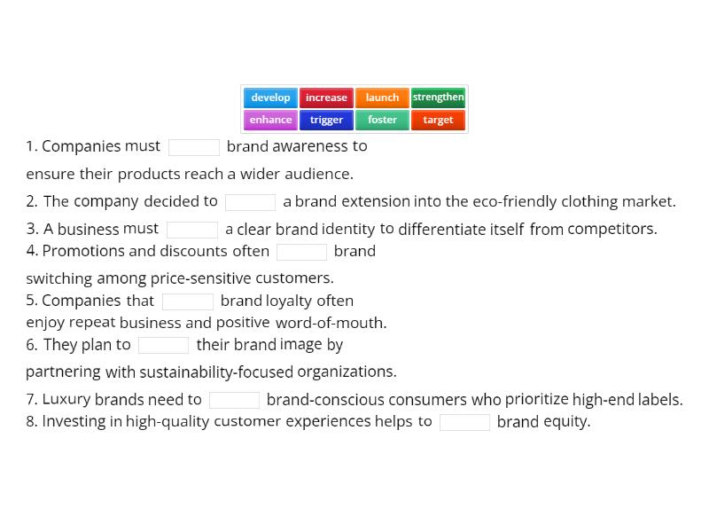 U10_verbs+brand - Complete the sentence