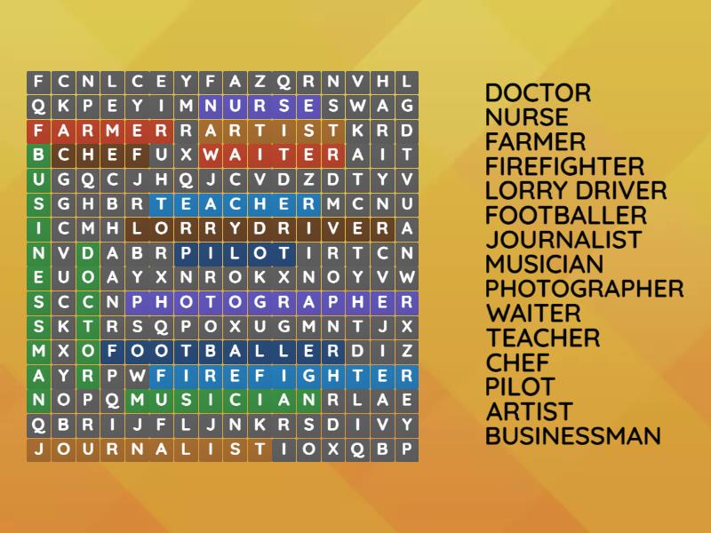 Working life Unit 12 - Wordsearch