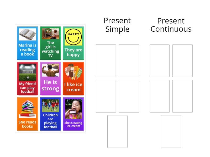 Present Simple - Present Continuous - Group sort