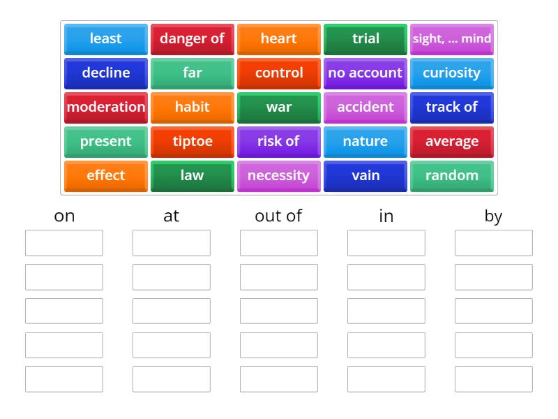 Prepositional phrases - Group sort