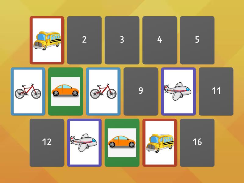 Means of transport Memory game - Parejas