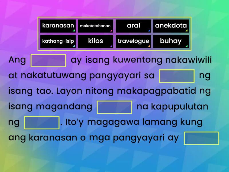 ANEKDOTA - Complete the sentence