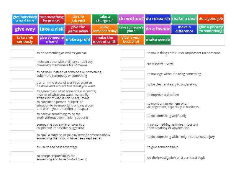 Roadmap B2 unit 7B collocations meaning - Match up