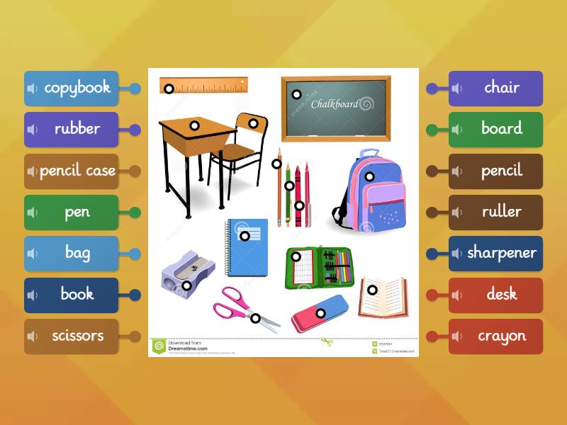 School objects - Labelled diagram