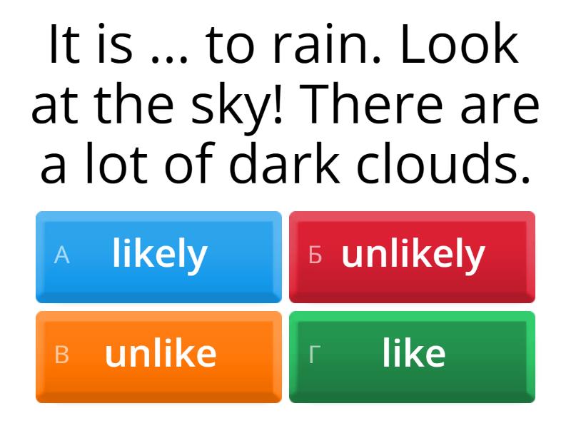 likely/unlikely/like/unlike - Quiz