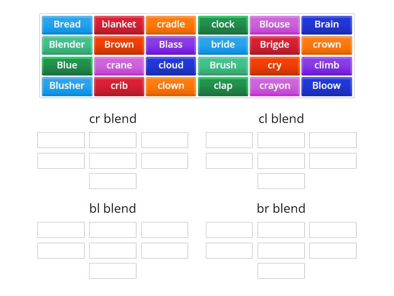 Consonant blender cr,cl, bl,br - Group sort