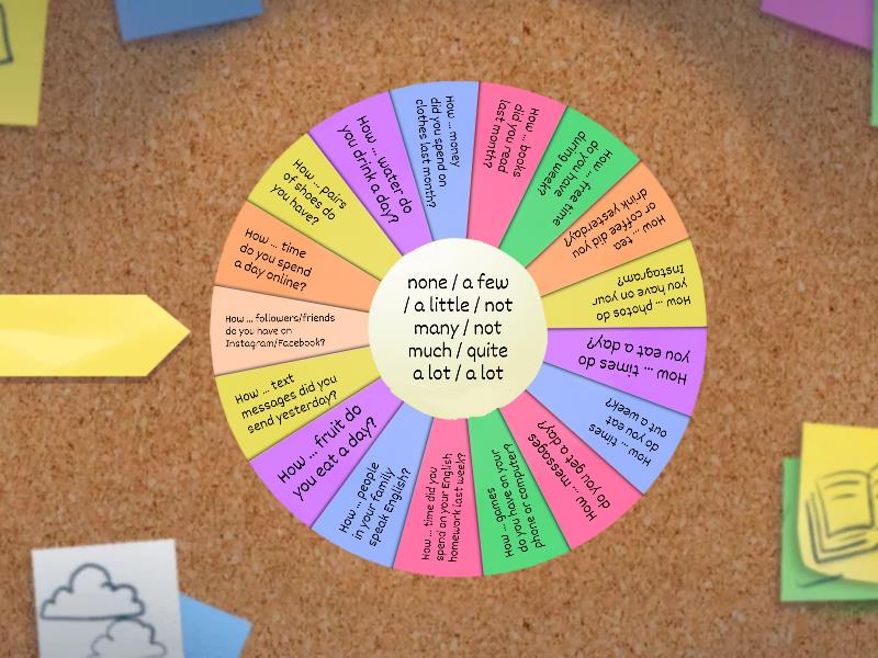How much/How many + quantifiers speaking - Spin the wheel