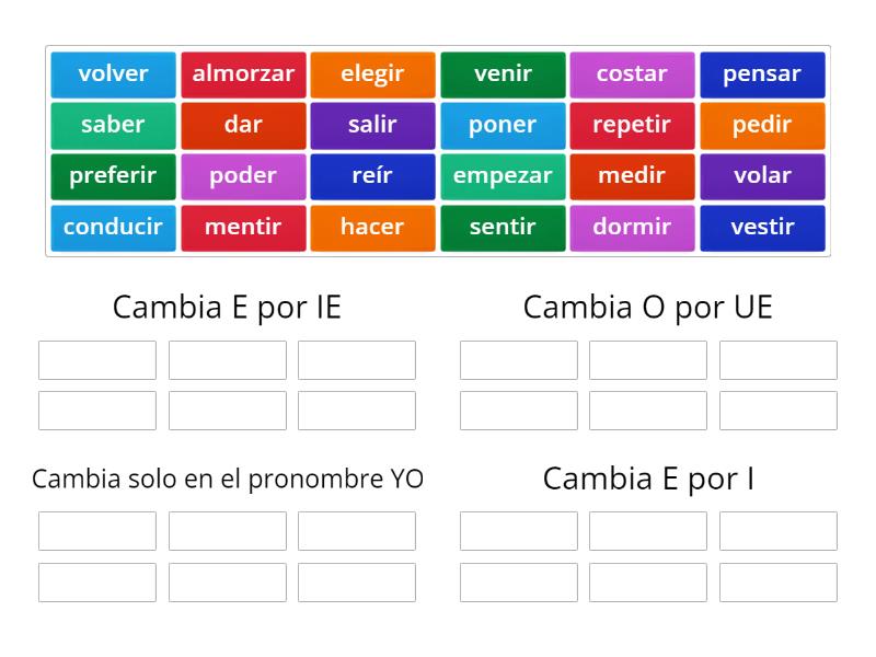 Verbos irregulares Presente - Group sort
