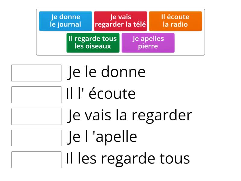le construction des verbes (COD) - Une las parejas