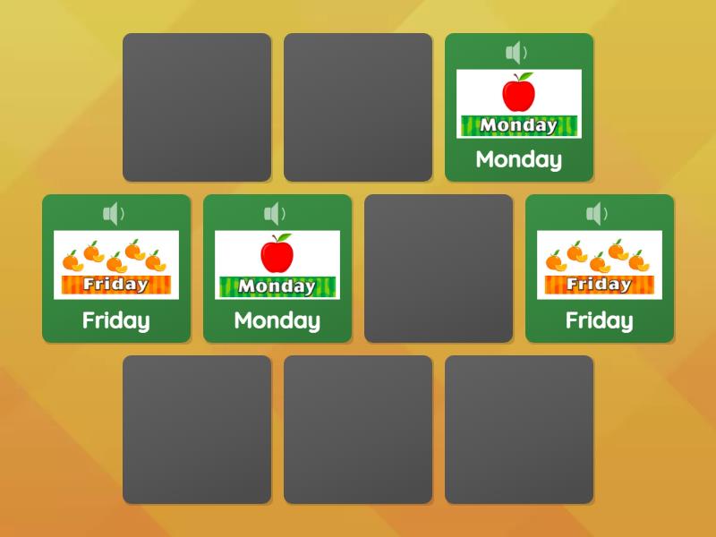 Days of the week - memory-with audio - Parejas