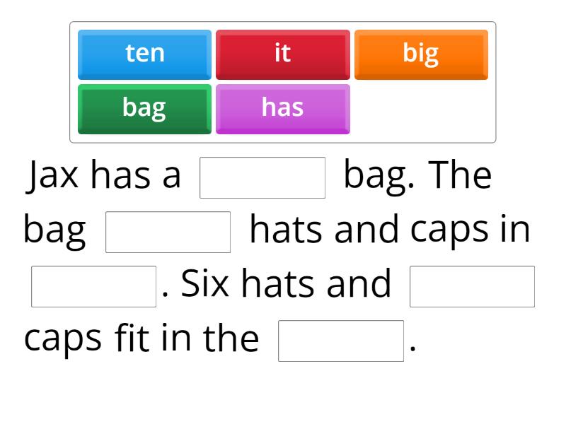 UFLI Lesson 35a Bag of Hats and Caps - Complete a frase