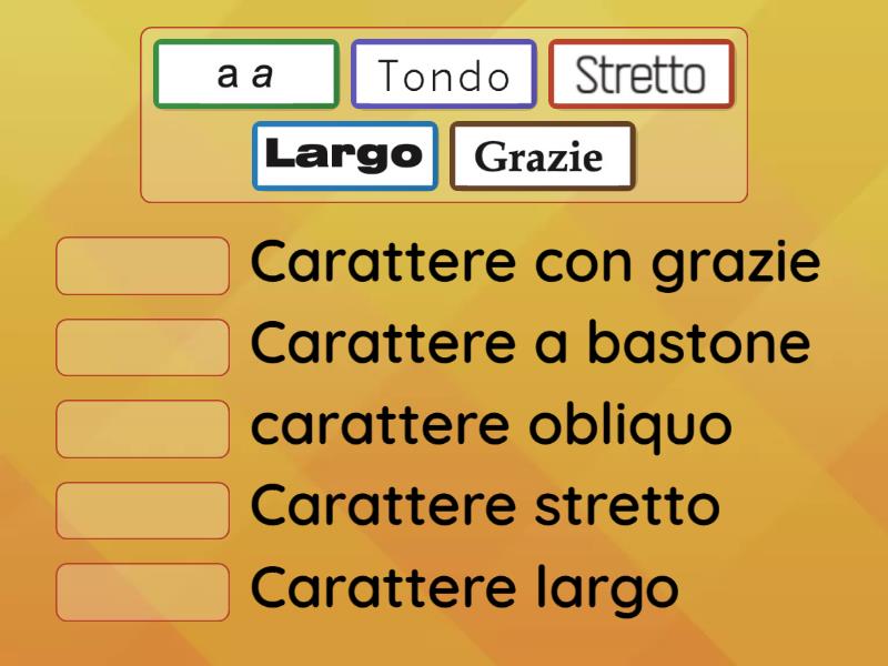 Caratteristiche dei caratteri - Match up