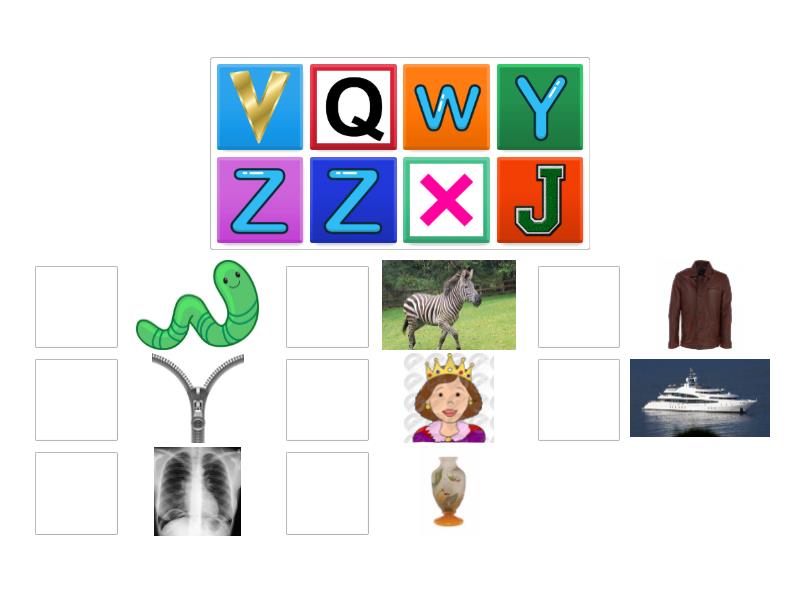 Letters (J, Z, V, Y, X, Q, W) - Match up
