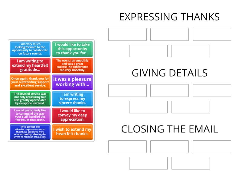 An email expressing 'thanks' | Useful language - Group sort