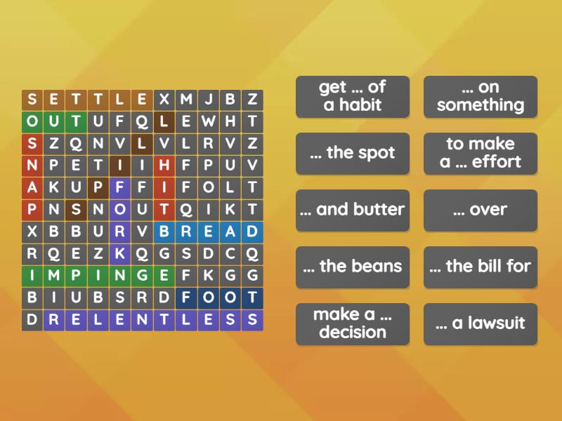 Connect 4 game vocabulary - Wordsearch