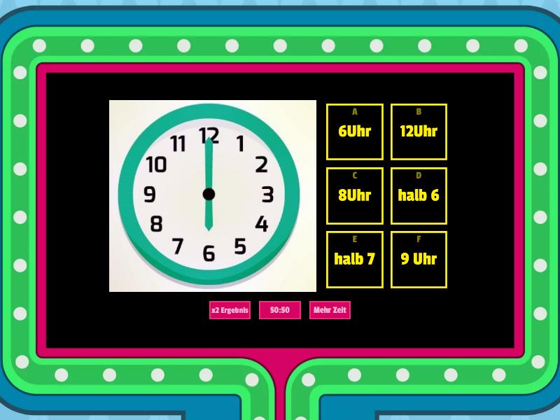 Die Uhrzeit - volle und halbe Stunden - Gameshow quiz