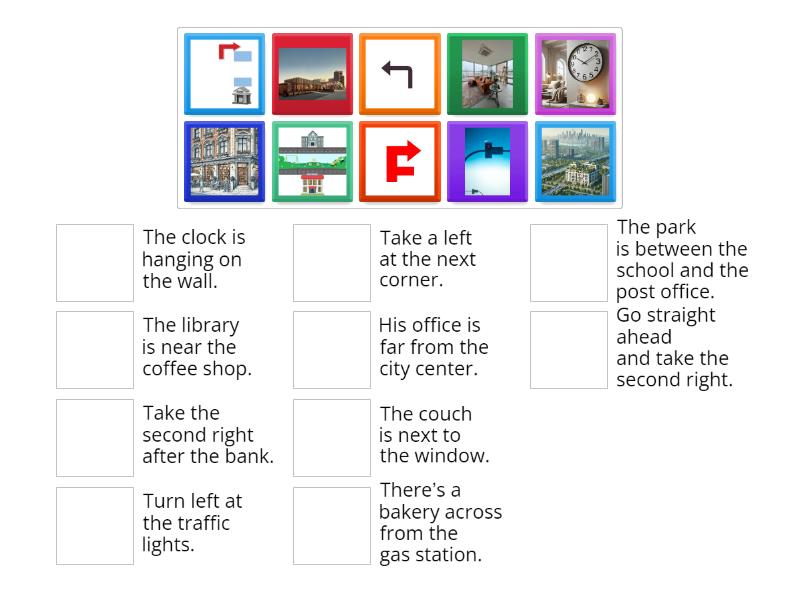 Prepositions of place and Imperatives for directions: - Match up