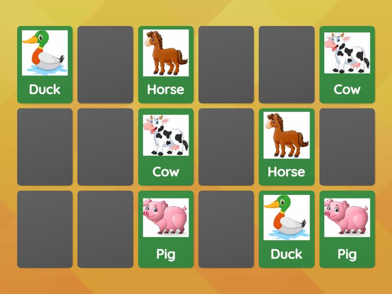 "Farm animals Memory Game!" - Matching pairs