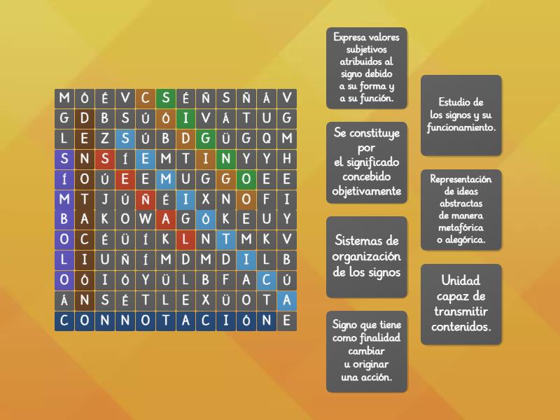 Signos, códigos, símbolos y señales - Sopa de letras