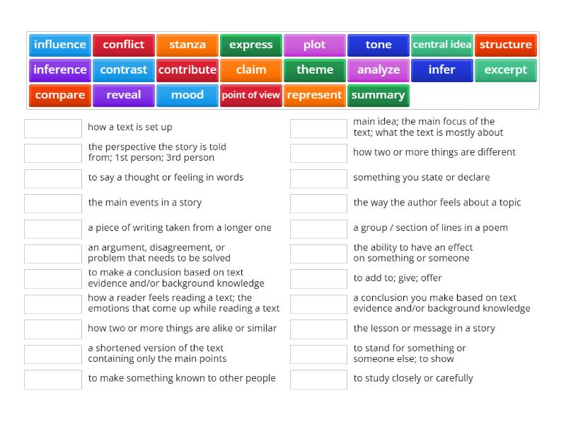 Academic Vocabulary - Match up