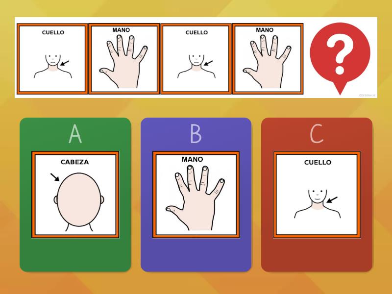 Patrón AB Partes del cuerpo (Pictogramas) - Cuestionario