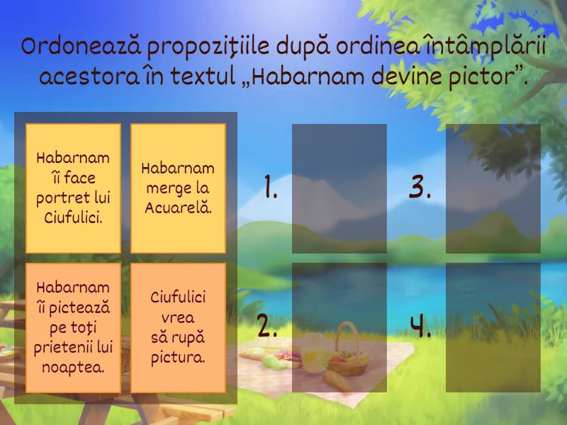 Habarnam devine pictor - Ordonarea evenimentelor din text - Rank order