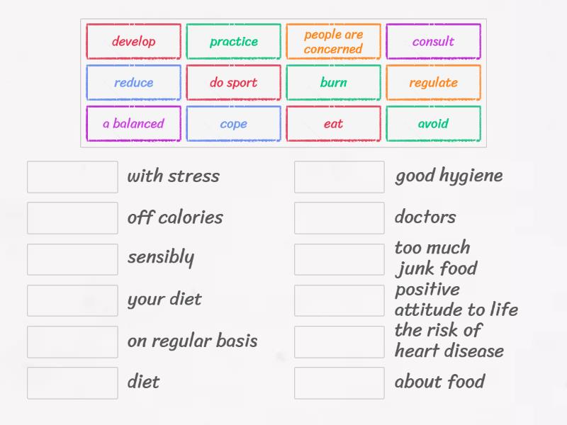 Healthy diet Vocabulary - Match up