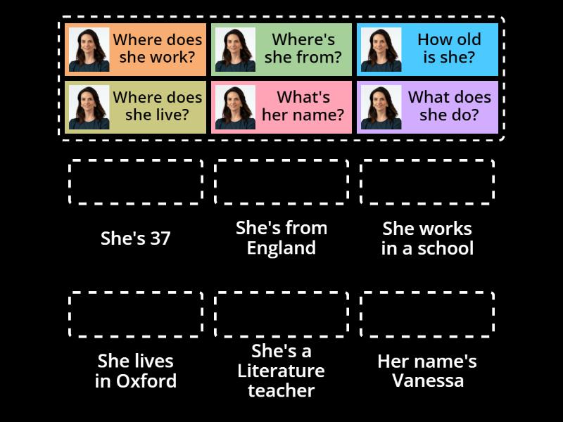 WH-questions with BE (She) - Match up